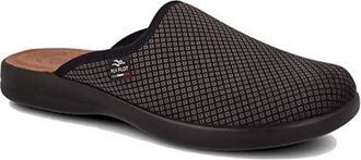 FLY FLOT Homme Classic Pantofole Uomo Microfibra Fantasia A Quadretti, Sottopiede Imbottito in Pelle Antishock Chausson, Noir, 42 EU