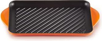 LE CREUSET Gril Rectangulaire en Fonte &Eacute;maill&eacute;e, 32 x 21,8 cm, Volcanique, 20202320900460