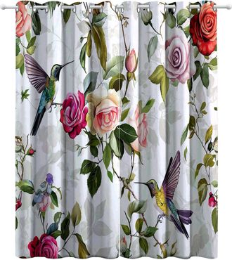 Generic Vorhänge Vintage Blumen Kolibri Rose mit Ösen Blickdichte Gardinen Bunt Blackout Curtain Thermovorhang für Kinder Teens, Weich Schlafzimmer Wohnzimmer