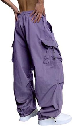 Generic Pantalon de parachute d&eacute;contract&eacute; pour homme, pantalon cargo baggy pour homme, coupe ample, pantalon hip-hop harme avec plusieurs poches, pantalon &eacute;la