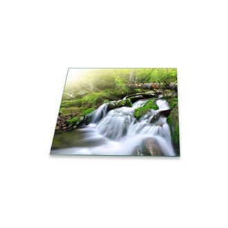Decorwelt Herdabdeckplatte Abdeckung Ceranfeld Abdeckplatte Schneidebrett 1-Teilig 60x52 Wasserfall Fluss Mehrfarbig Spritzschutz Glasplatte Ceranfeldabdeckung 