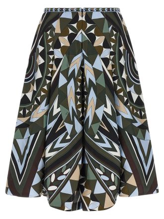 Emilio Pucci Womens Multicolor Silk Midi Skirt