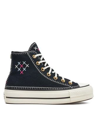 Converse Sneakers aus Stoff Chuck Taylor All Star Lift Crafted Stitching Platform Hi A08731C Schwarz