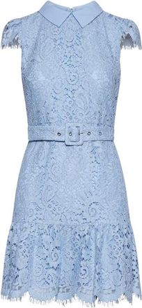Silvian Heach Femme, Robes, Bleu, Taille: 38 FR Robe Courte avec Col Classique et Surface D&eacute;corative