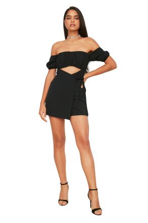 Trendyol Trendyol Damen Einfarbig Gewebter Jumpsuit Overalls, Schwarz, 60