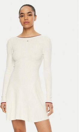 Tommy Jeans Strickkleid DW0DW19469 &Eacute;cru Slim Fit