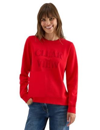 Cecil 3017255 Sweat-Shirt avec Inscription, Rouge Fiery, XL Femme