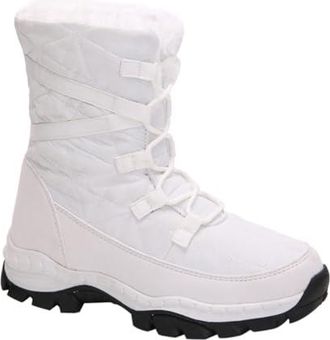 Hemoton Bottines de Neige Chaudes pour Femmes Bottes DHiver Doubl&eacute;es de Peluche Taille 37 Couleur Blanche Chaussures Confortables et Isolantes pour Sorties en