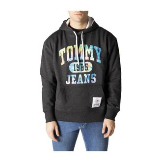 Tommy Jeans Schwarzer Bedruckter Kapuzenpullover Fr&uuml;hling/Sommer - - Sweatshirts & Hoodies - Herren - Schwarzk - XS
