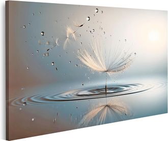 Islandburner Prime Bild auf Leinwand Pusteblume Wassertropfen Spiegelung Ruhe Harmonie Naturbild Bilder Wandbilder Poster