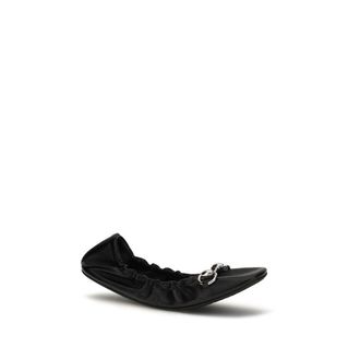 Gucci Womens Black Calf Leather Bos Taurus Ballet Flats