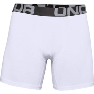 Under Armour und schnelltrocknende Boxershorts, extra bequeme Unterhosen mit 4-Way-Stretch im 3er-Pack Charged Cotton 6in 3 Pack Wei&szlig; XL