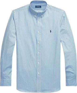 Ralph Lauren Homme, Chemises, Bleu, Taille: XL Chemise Popeline Ray&eacute;e Coupe Sur Mesure
