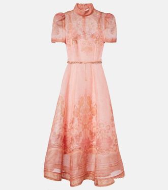Zimmermann Robe midi en lin et soie imprim&eacute;e