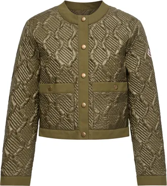 Moncler Moncler Doudoune Courte Libellule &Agrave; Matelassage G&eacute;om&eacute;trique, Femme, Vert, Taille: 00