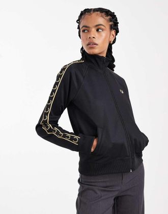 Fred Perry Trainingsjacke in Schwarz mit Logoband, Kombiteil
