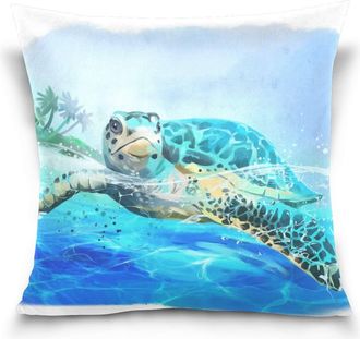 Linomo Kissenbezug 40x40 cm, Ozean Meer Tier Schildkröte Dekorative Kissenbezug Kissenhülle für Couch Sofa Bett Hause