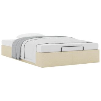 vidaXL Ottoman-Bett ohne Matratze Creme 120x190 cm Stoff vidaXL