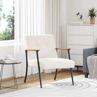 vidaXL vidaXL fauteuil Cr&egrave;me Tissu ressemblant &agrave; de la laine boucl&eacute;e