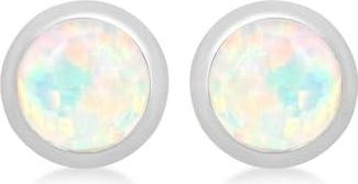 Amazon Essentials Boucles doreilles à tige en argent sterling avec pierre de naissance doctobre en cabochon dopale synthétique blanche