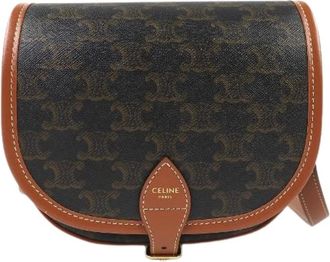 Celine Pre-owned Folco Triomphe sac port&eacute; &eacute;paule en toile - Femme - Pre-owned - Brun - Taille: ONE Size
