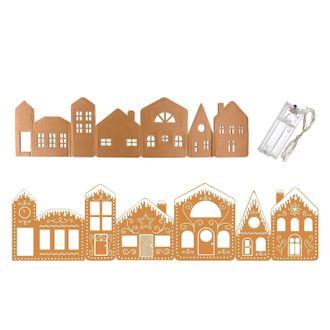 Generico Weihnachtsdorf-Dekoration | mit Lichterkette, rustikale Dekoration f&uuml;r Zuhause, Lebkuchenh&auml;user, Mittelst&uuml;ck, Weihnachtstisch, f&uuml;r Landk&uuml;che, Schlafzi