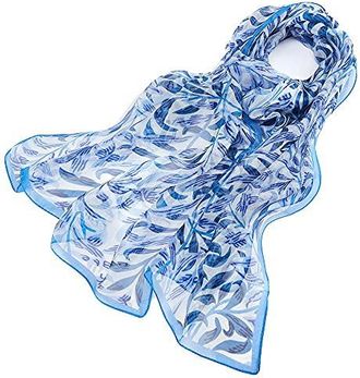 SIGNARE &Eacute;charpe pour femme 100% soie l&eacute;g&egrave;re et douce avec motif William Morris (Willow Bough)