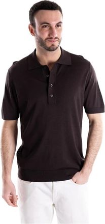 Paolo Pecora Homme, Tops, Brun, Taille: 2XL Polo en soie et coton