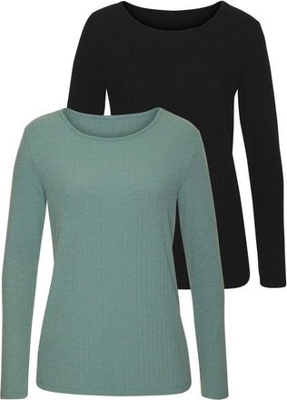 Vivance Langarmshirt mit modischer Rippstruktur (2er-Pack) aus weichfließender Qualität mit Viskose