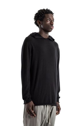 Rick Owens Mens Oversize Black Wool Hoodie Sweater