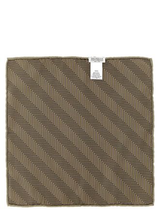 Brunello Cucinelli Silk Chevron Scarf - Beige