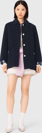 Maje Wendbare Kunstlammfelljacke - Marineblau - Maje