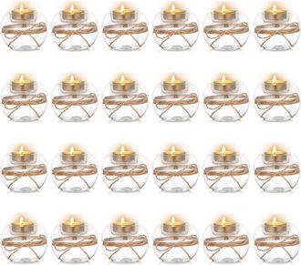 Nuptio 18 St&uuml;ck Klarglas Teelichthalter, 2 Nutzungsarten Votive Kerzenhalter, Tischdekoration Hochzeit, Party, Events, Aromatherapie, Spa, Reiki, Braut, Voti