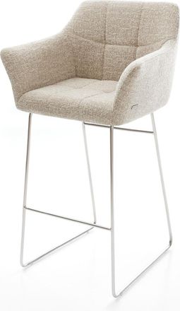 DELIFE Barstuhl Yulo-Flex Webstoff Soft Beige Kufengestell Edelstahl Silberfarben, Barst&uuml;hle