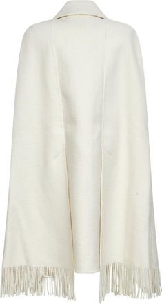 Toteme Boucl&eacute; Wool with Fringe Trim Cape - Ivory