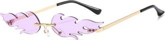 Generic Lunettes de soleil flammes 2026 2024 tendance avec protection UV pour femmes, lunettes irrégulières sans monture, C6 Or Violet, Taille unique