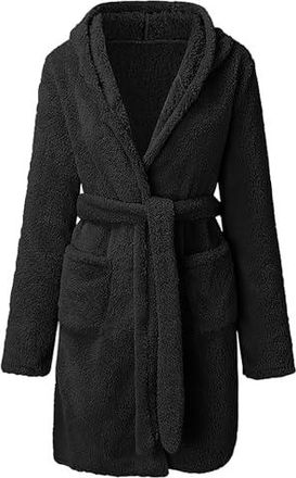 Generic Peignoir en polaire pour homme, robe de chambre unie en flanelle, peignoir de bain pleine longueur, pyjama avec ceinture, v&ecirc;tement dint&eacute;rieur en peluc