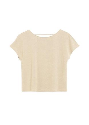 s.Oliver Kurzarmshirt T-Shirt Schimmerndes Jersey-T-Shirt mit R&uuml;ckenausschnitt