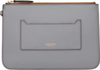 Burberry Pochette New Peyton Homme &agrave; la peau grise et nuageuse