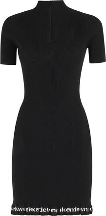 Alexander Wang Femme, Robes, Noir, Taille: 40 FR Ribbed SS Dress W Logo