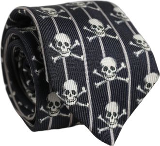 Dolce & Gabbana Skull-Pattern Silk Necktie - Black