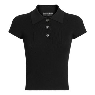 Dolce & Gabbana Rippstrick-Poloshirt - - Tops - Damen - Schwarzk - M