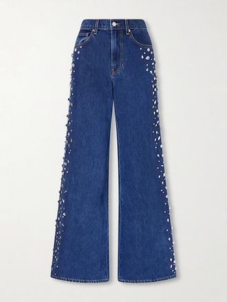 Veronica Beard Jean Large Taille Haute &Agrave; Cristaux Kasey - Bleu
