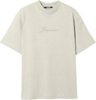 Jacquemus Homme, Tops, Beige, Taille: 2XL T-shirt Logo Brod&eacute;
