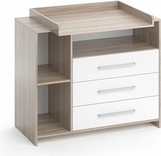 Vicco Wickelkommode Oskar, Weiß/Sonoma, 113 x 100 cm