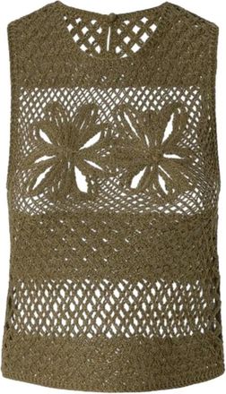 Pinko Pinko, Femme, Tops, Vert, Taille: 36 FR D&eacute;bardeur coton olive militaire