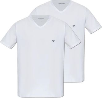Emporio Armani Homme, Tops, Blanc, Taille: XL Lot de 2 T-shirts &agrave; col en V