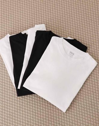 Asos 5er-Pack Basic-T-Shirts in verschiedenen Farben mit Oversize-Passform-Mehrfarbig