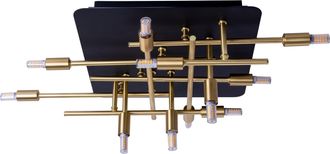 N&auml;ve Leuchten - LED Deckenleuchte Ancona mit Backlight aus Metall - Deckenlampe f&uuml;r Wohnzimmer, Esszimmer, Flur und B&uuml;ro - Schwarz und Messing, 51 x 48 cm