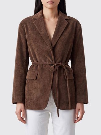Brunello Cucinelli Blazer court en velours avec ceinture &agrave; nouer